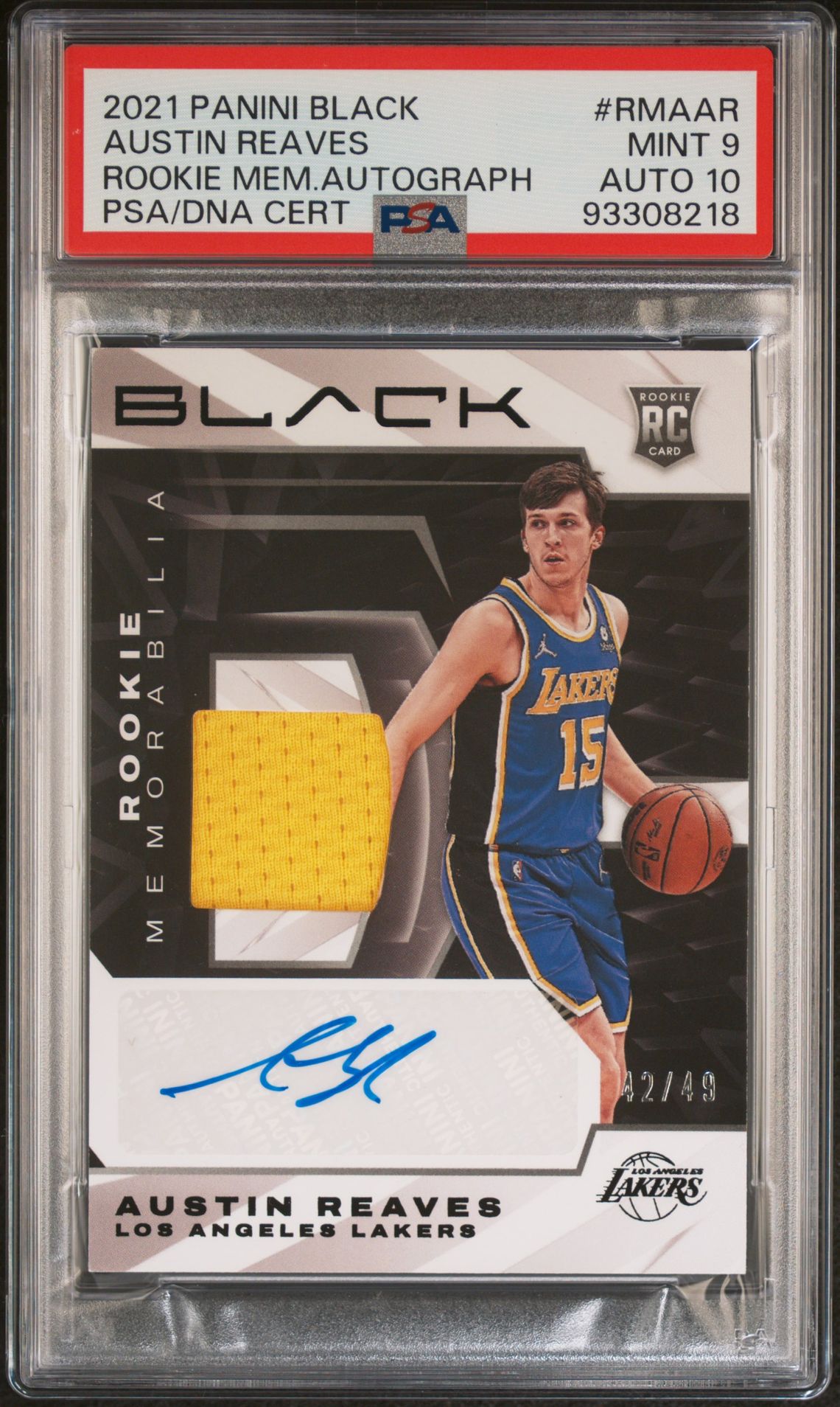 2021-22 Panini Black #RMA-AR Austin Reeves Rookie Patch Autograph 42/4 ...